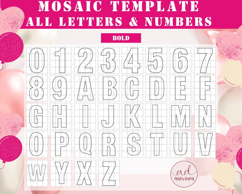 Marquee Letters, Mosaic Templates, Mosaic From Balloons Template ...