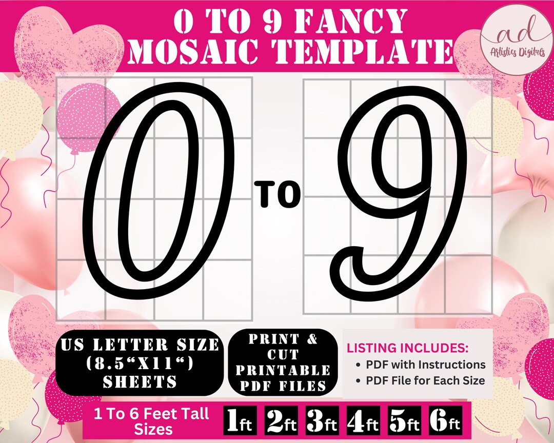 All Marquee Numbers Template, Number Mosaic Template, Mosaic From ...