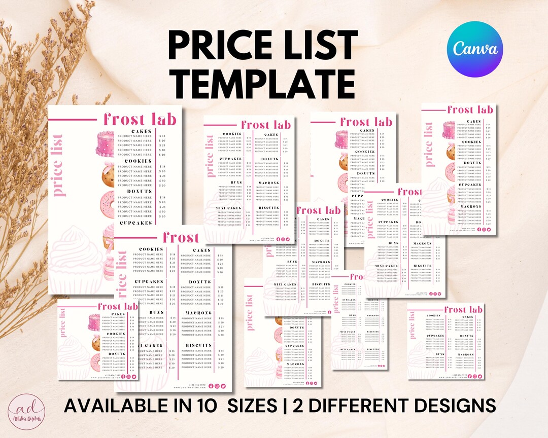 Editable Cake Price List Template, Small Business Menu Card, Price List ...