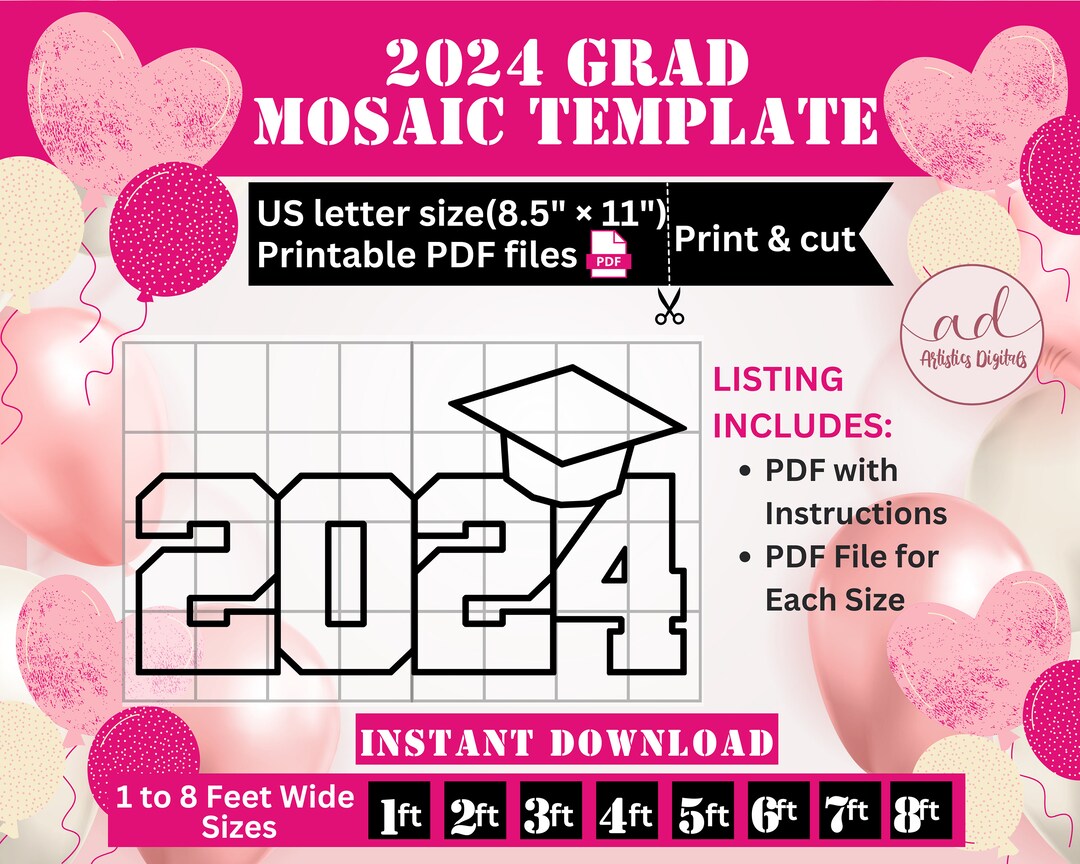 2024 Graduation Hat From Balloons, Prom 2024, Graduation Mosaic ...