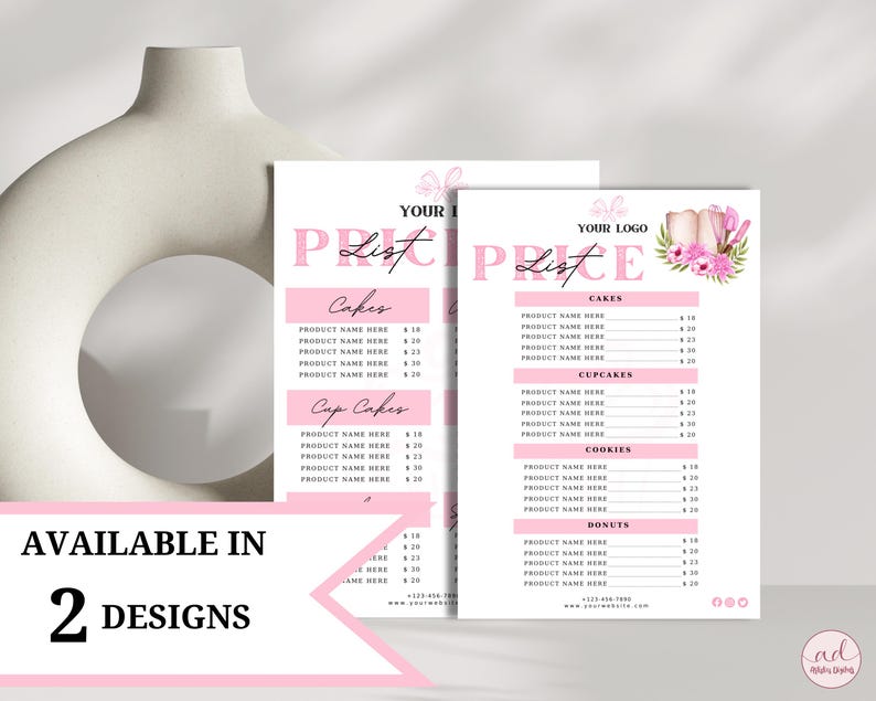 Editable Cake Price List Template, Small Business Menu Card, Price List ...