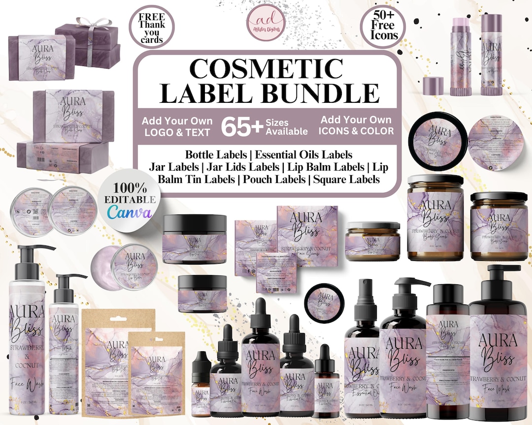 Editable Cosmetic Label Templates, Stylish Cosmetic Product Label ...