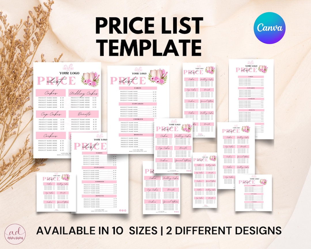 Editable Cake Price List Template, Small Business Menu Card, Price List ...
