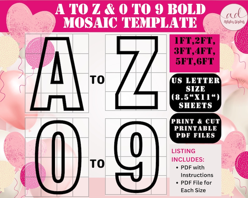 Marquee Letters, Mosaic Templates, Mosaic From Balloons Template ...