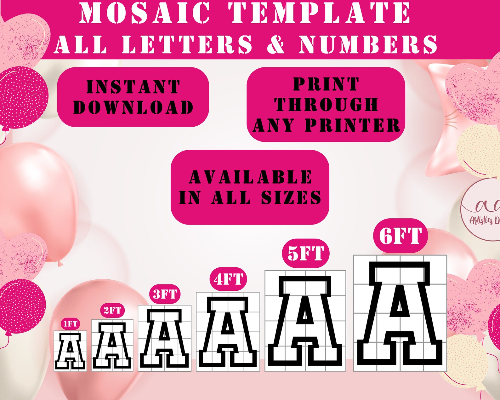 Marquee Letters, Mosaic Templates, Mosaic From Balloons Template ...