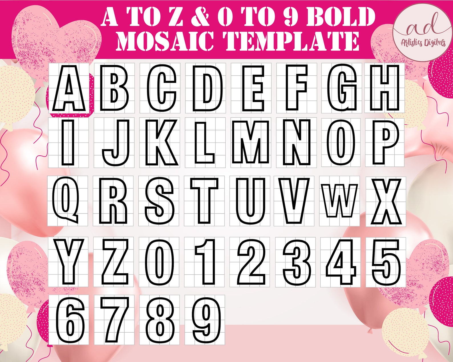 Marquee Letters, Mosaic Templates, Mosaic From Balloons Template ...