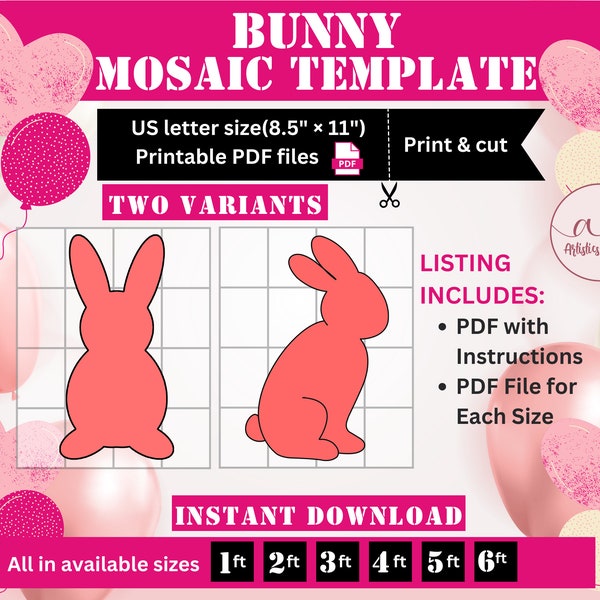 Rabbit Mosaic - Etsy