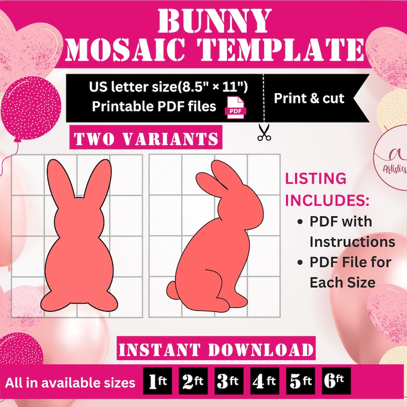 Rabbit Mosaic - Etsy