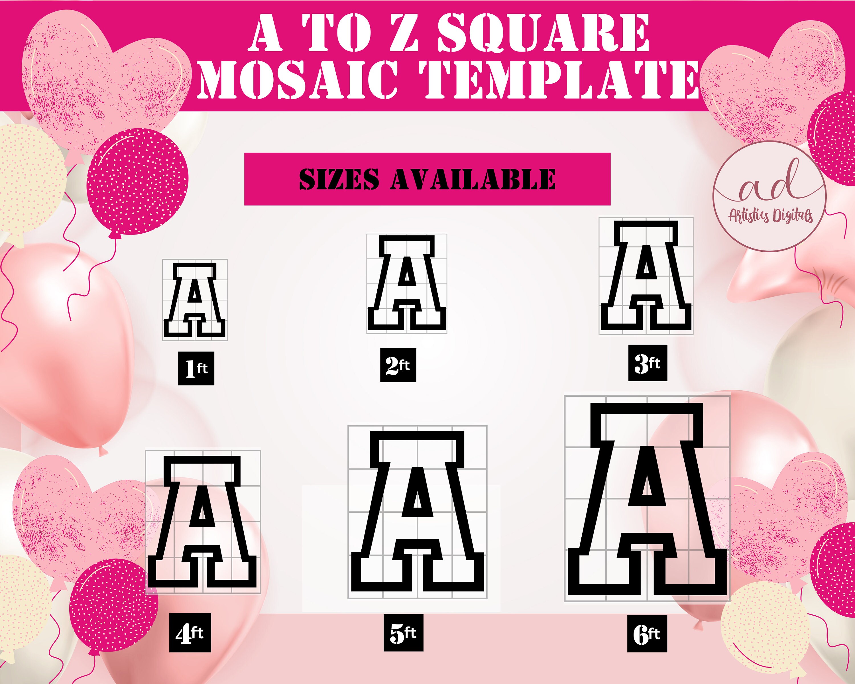 A-Z All Size Marquee Letters Mosaic Templates, Big Letters, Letter ...