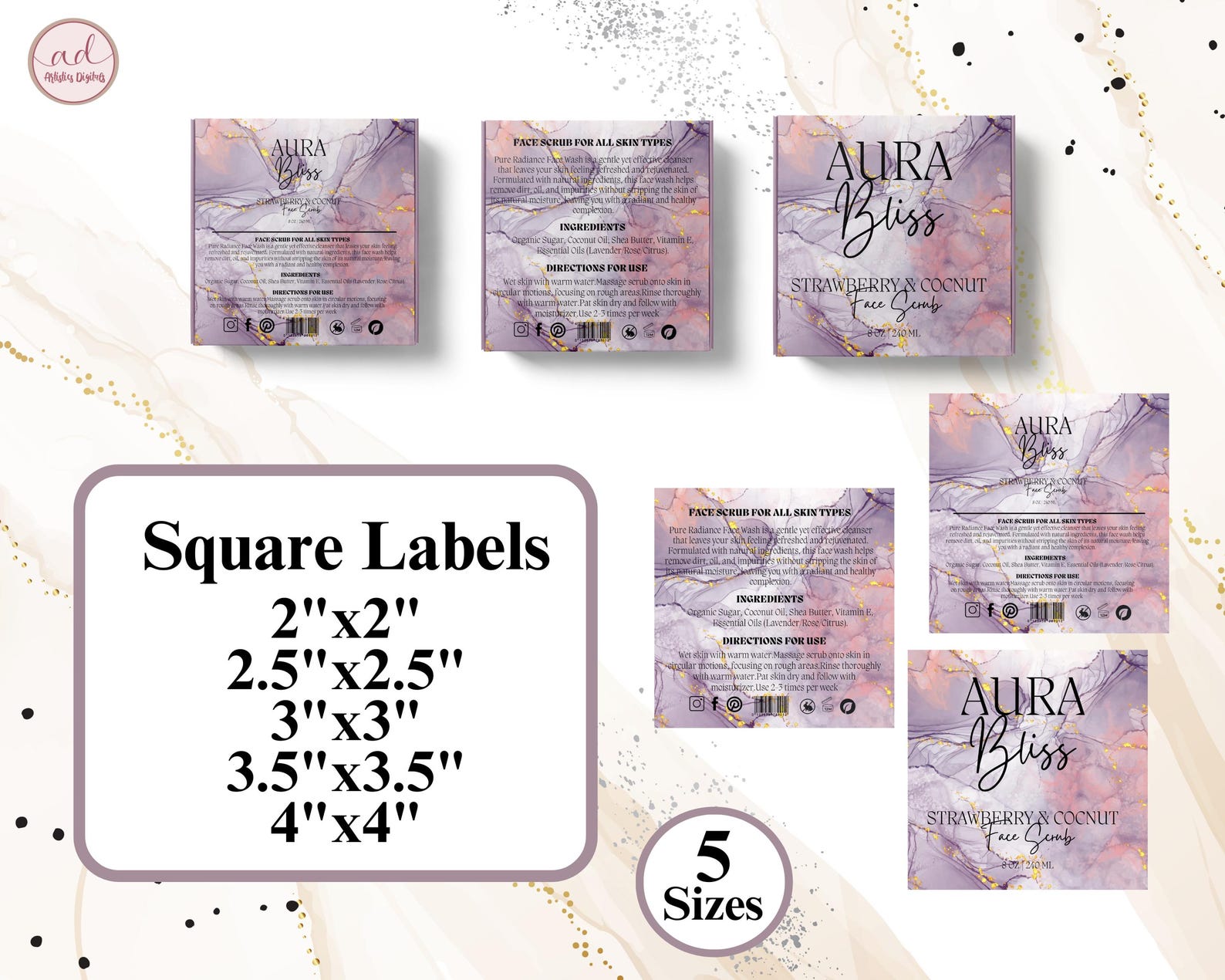 Editable Cosmetic Label Templates, Stylish Cosmetic Product Label ...