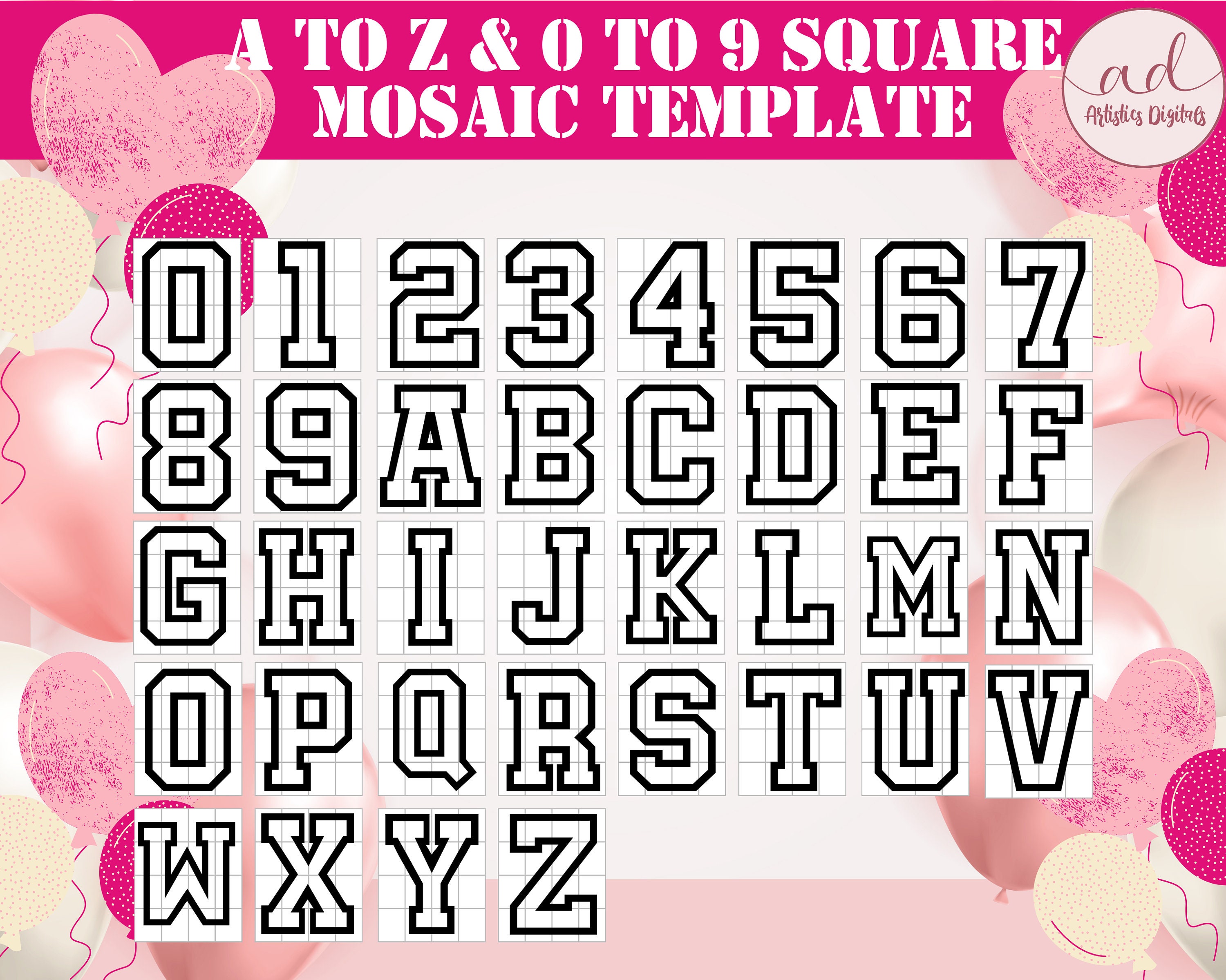 Marquee Letters, Mosaic Templates, Mosaic From Balloons Template ...