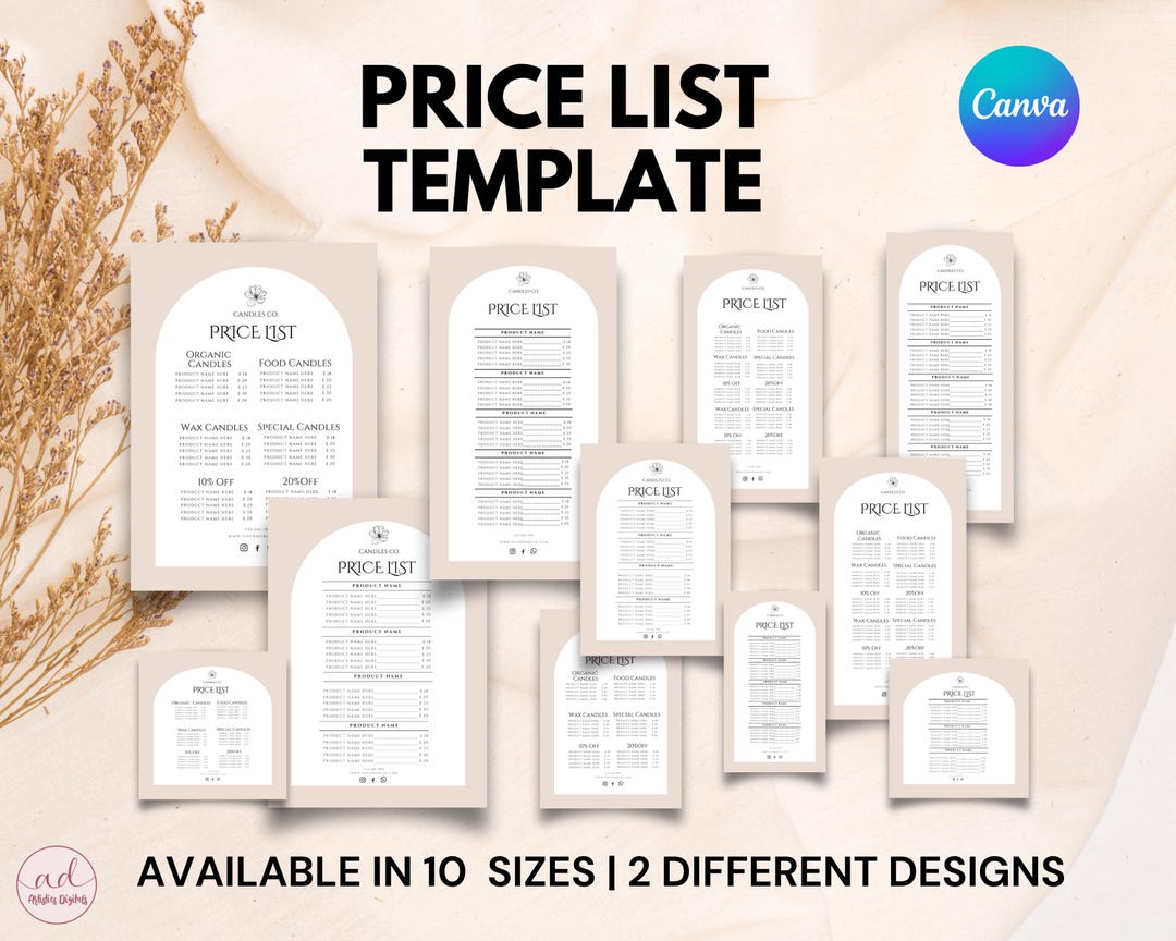 Editable Candle Price List Template, Candle Price List, Small Business ...