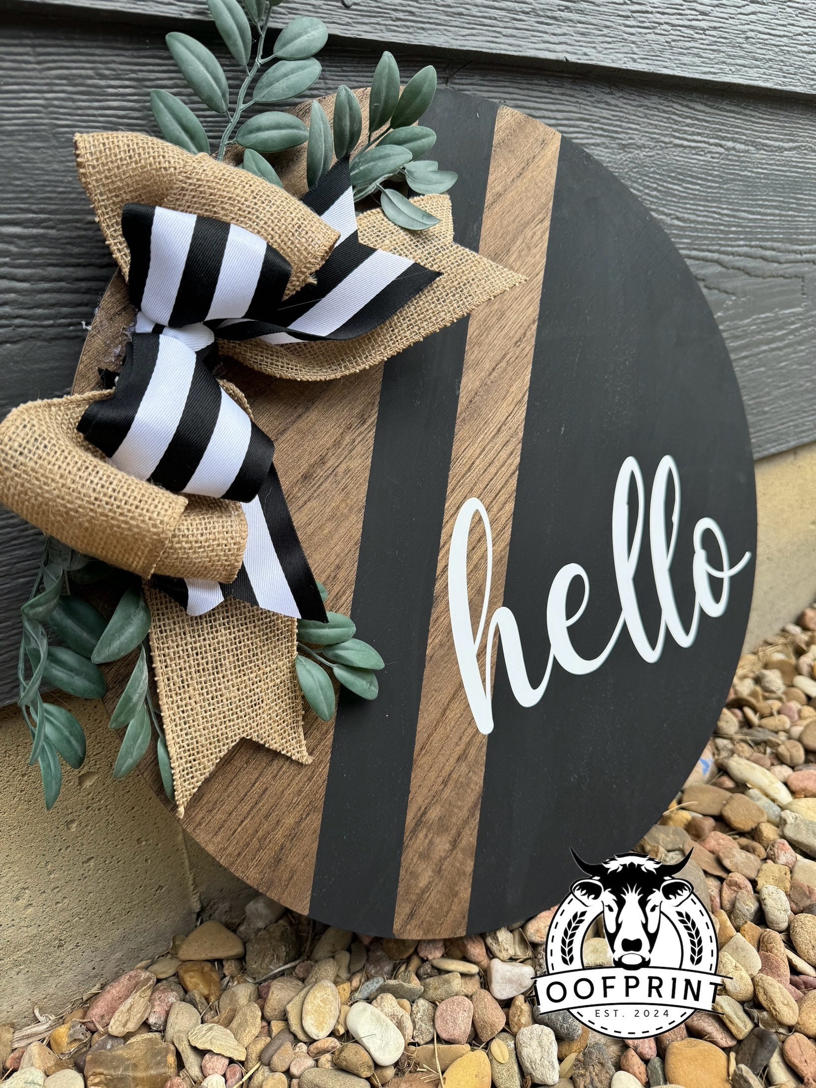 Hello Front Door Deco Hello Sign Front Door Wreath Front Door Hanger ...