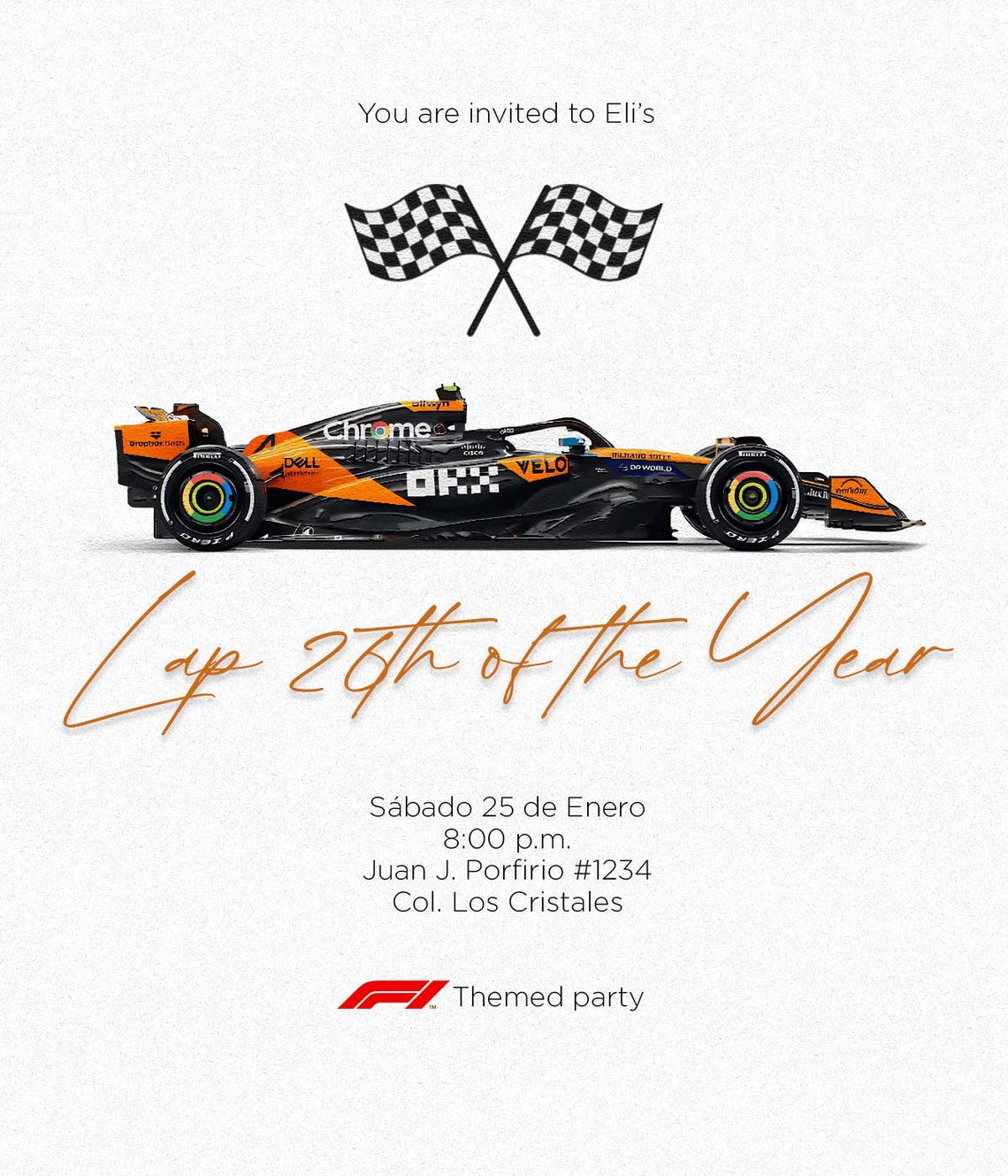 F1 Theme Party Invite - Mclaren 2025 (phothoshop File) - Etsy