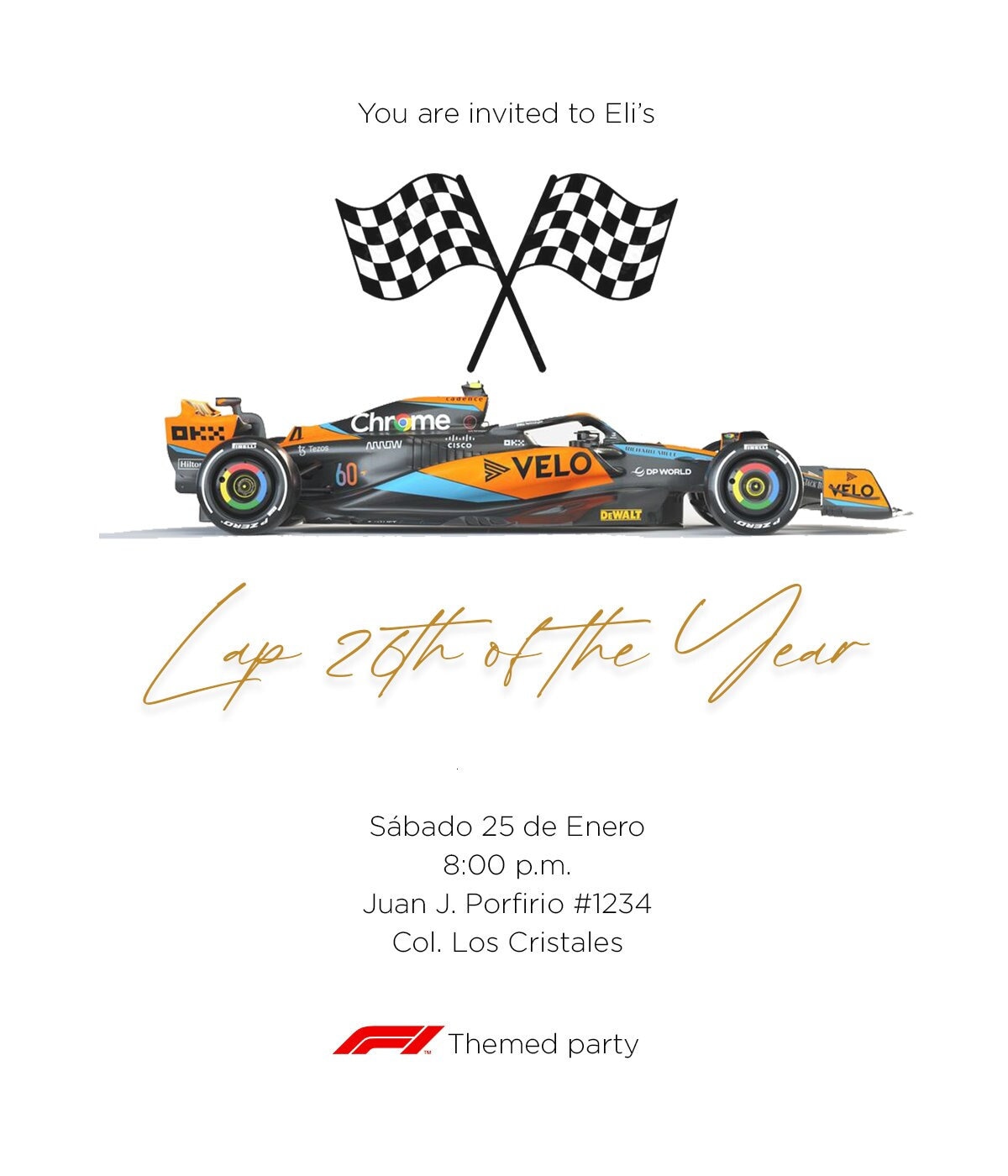 F1 Theme Party Invite - Mclaren (photoshop File) - Etsy