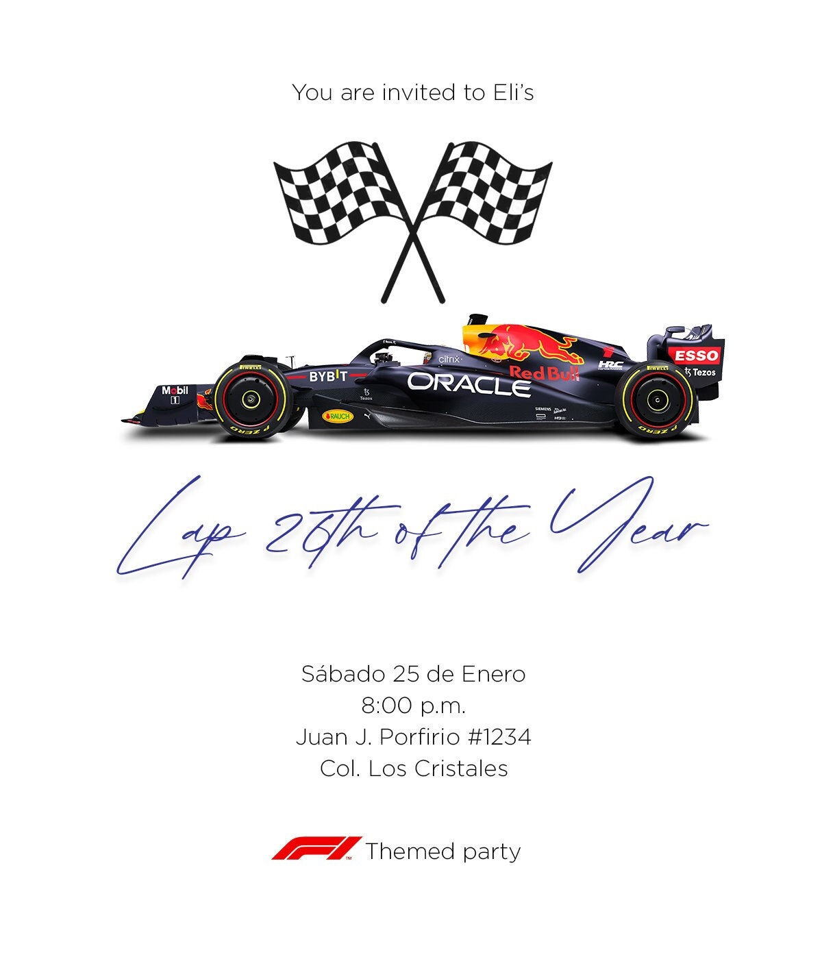 F1 Theme Party Invite - Redbull (phothoshop File) - Etsy