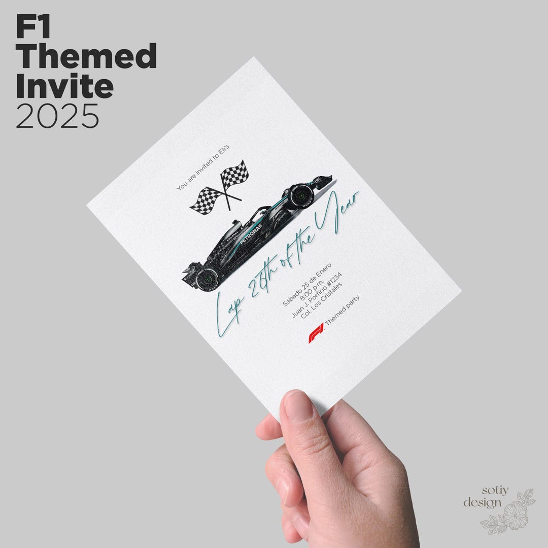 F1 Theme Party Invite - Mercedes 2025 (phothoshop File) - Etsy