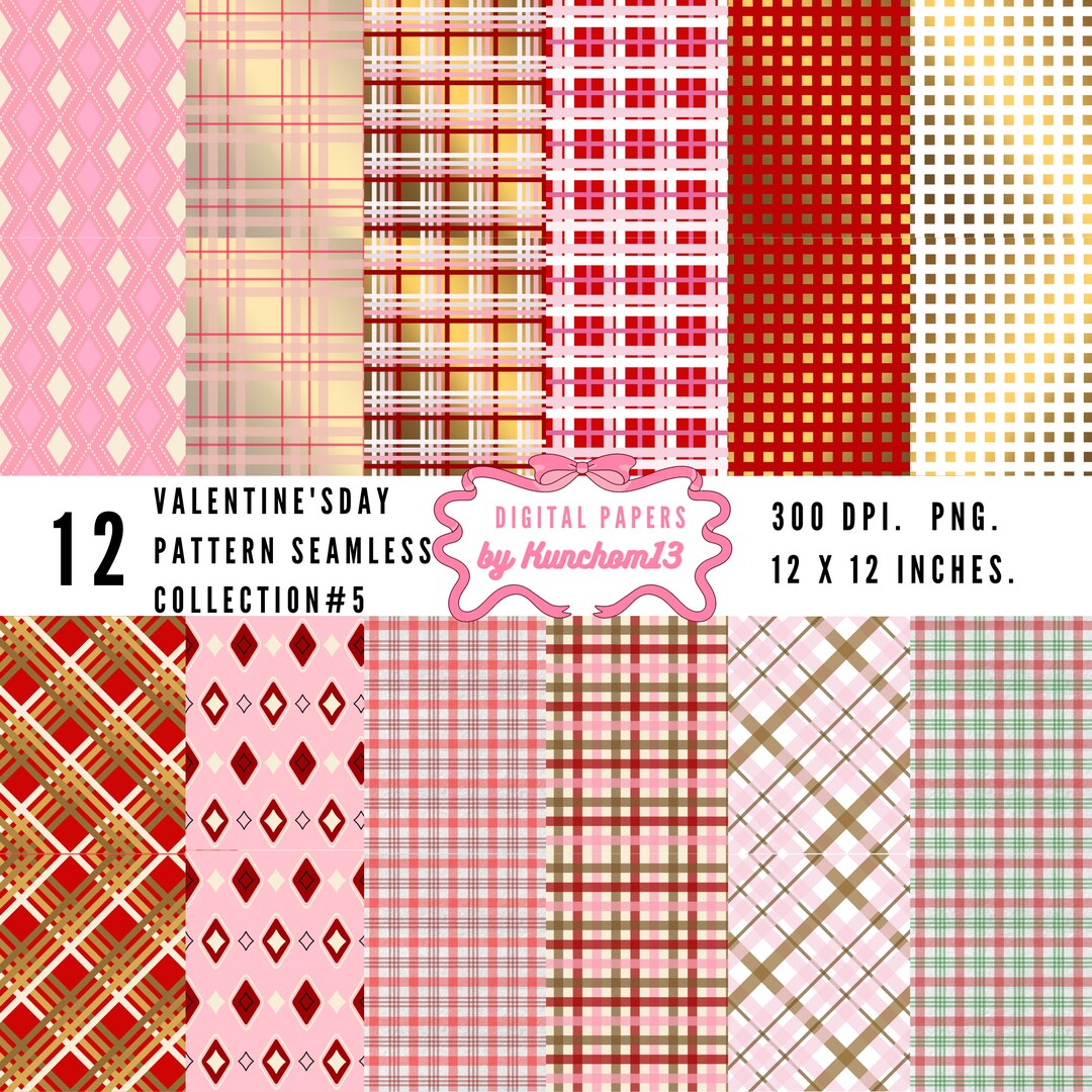 12 Valentine's Day-themed Digital ,seamless Paper,scrapbook Papers ...
