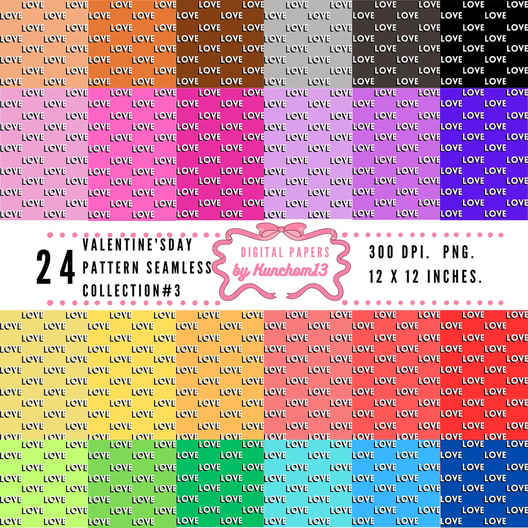 24 Valentine's Day-themed Digital ,valentine Digital Paper,seamless ...