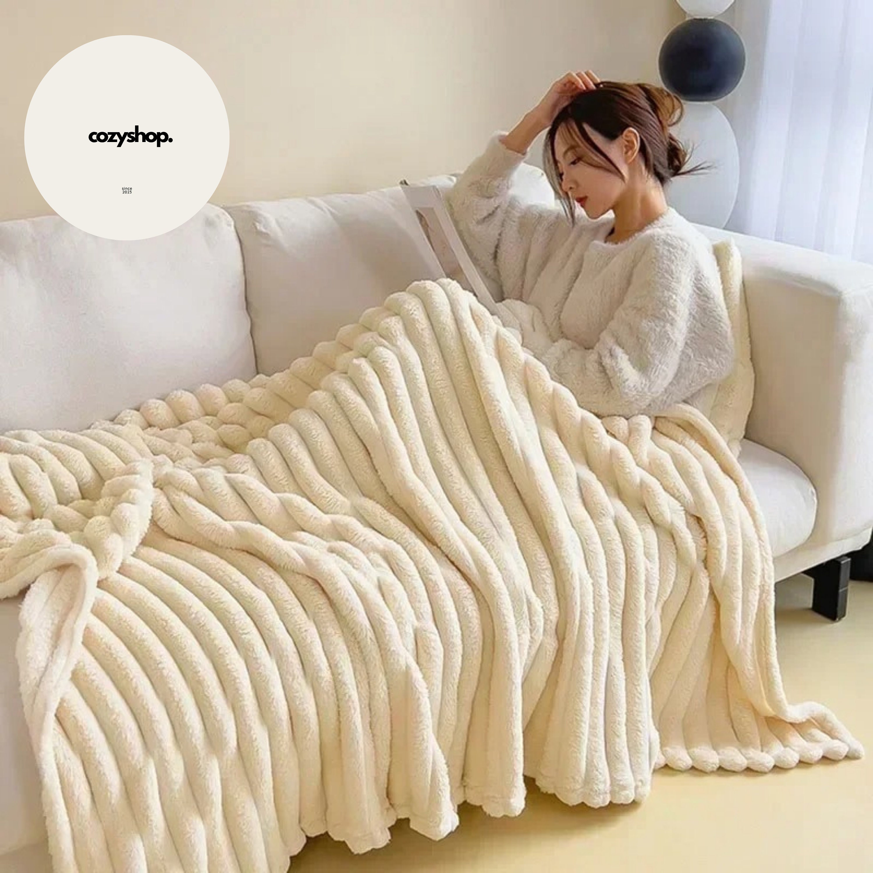 Rabbit Fluffy Blanket, Sofa Blanket, Casual Blanket, Beige - Etsy