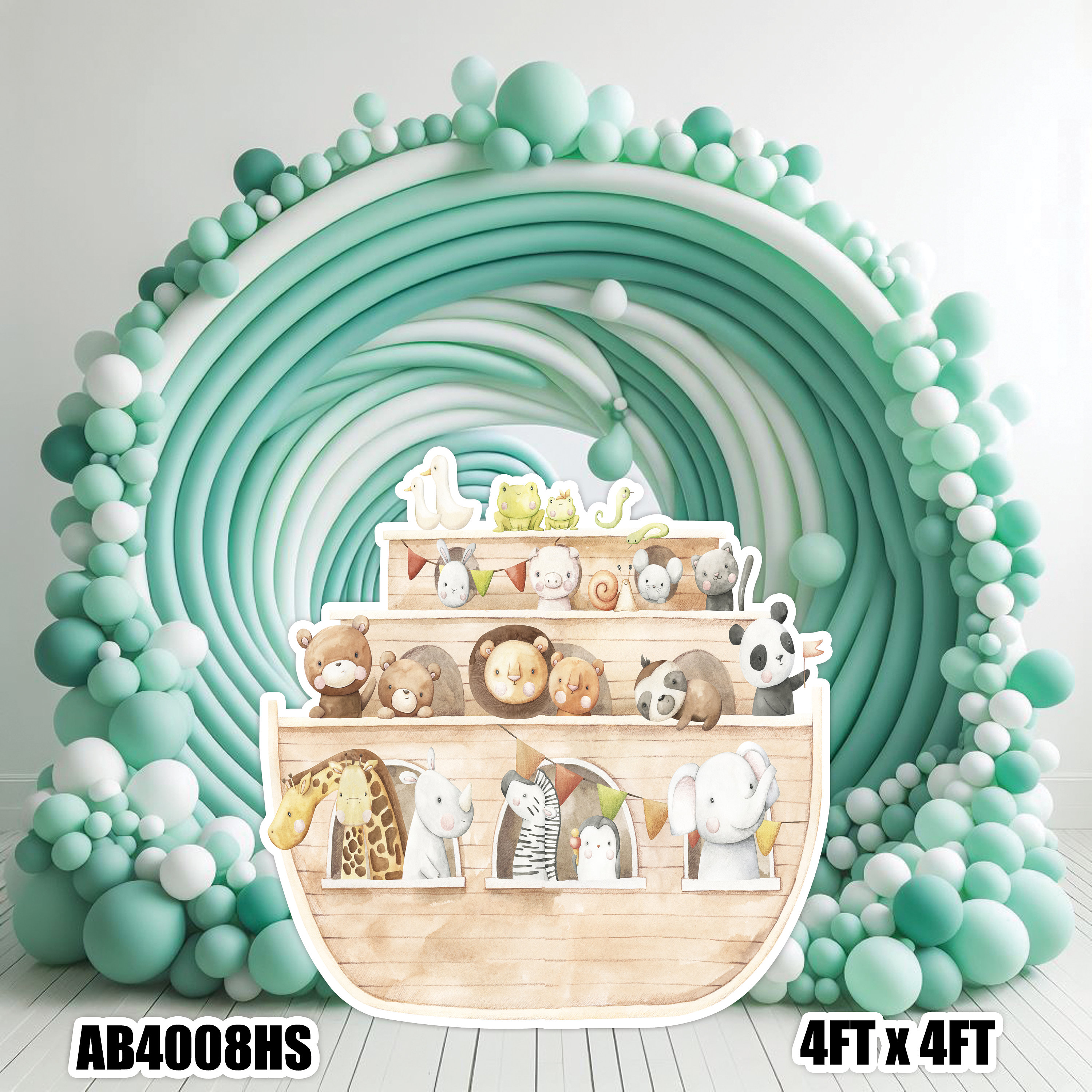 AB4008 Noah's Ark 4ft Panel Watercolor Backdrop Pastel Colors Party ...