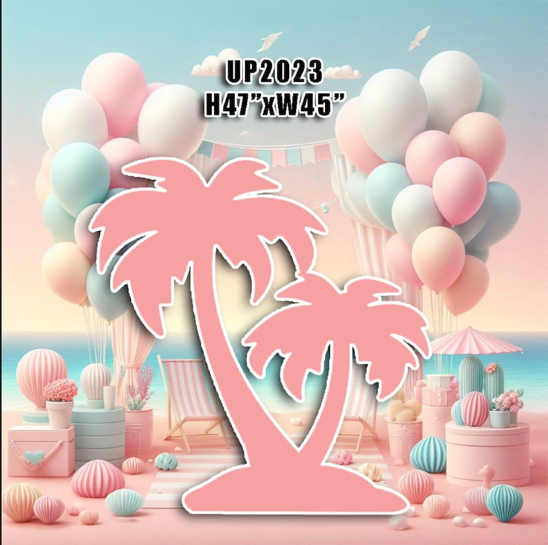 UP2023HS 4 FT Tall Pink Coral Palm Trees Beach Summer Party Decorations ...