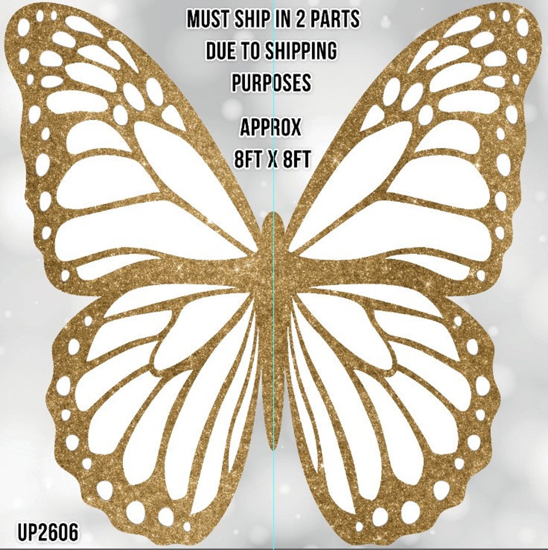 Gold and White 8x8 Giant Butterfly Backdrop Party Decorations Props ...
