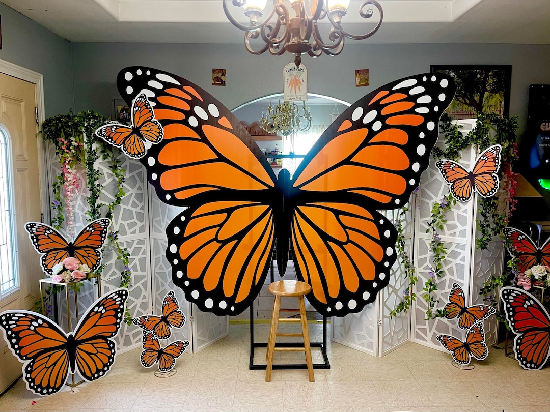 Monarch Butterfly 6x6 Ft Giant Butterfly Backdrop Party Decorations ...