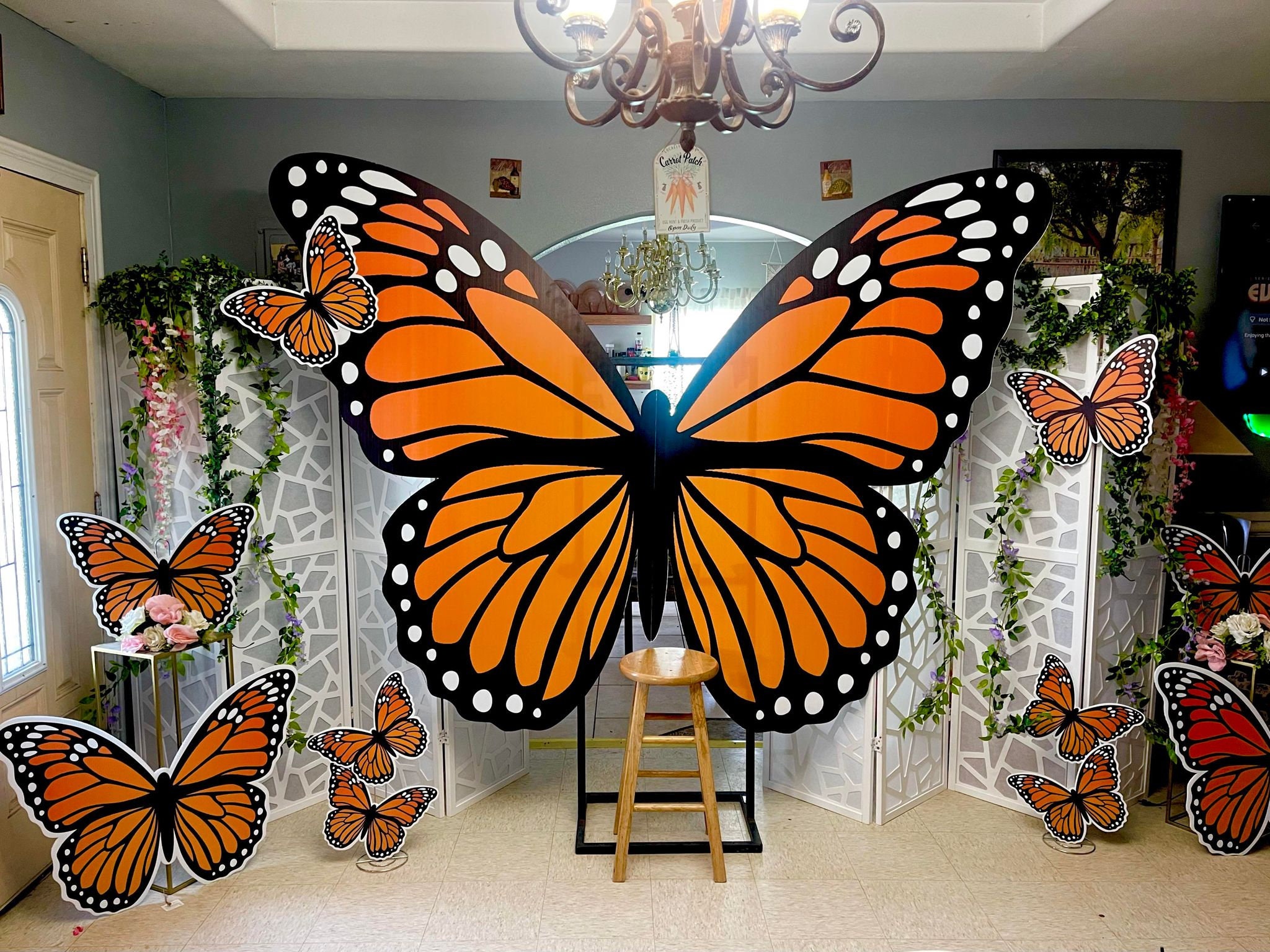 Monarch Butterfly 6x6 Ft Giant Butterfly Backdrop Party Decorations ...