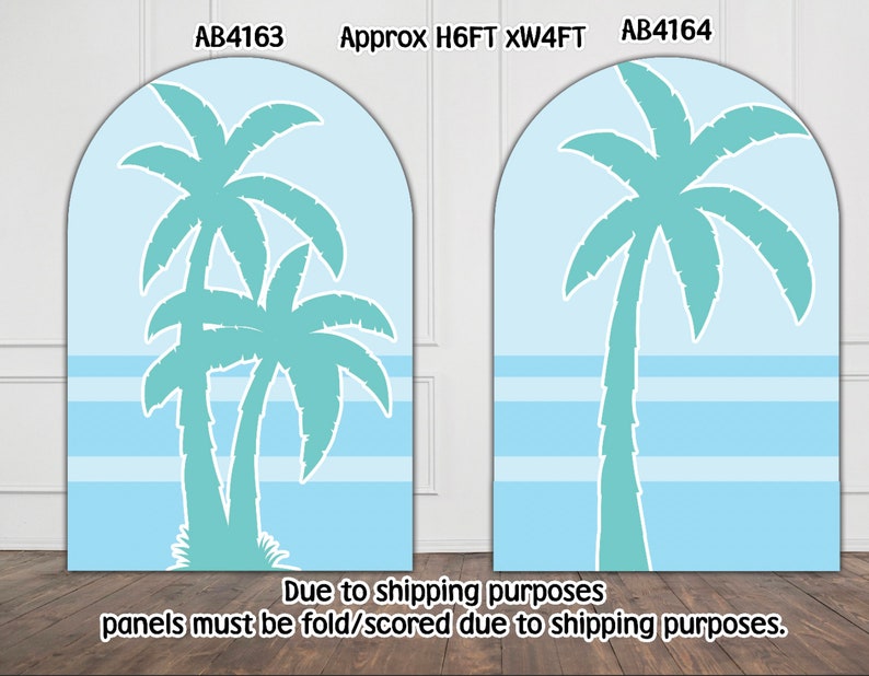AB4163AB4164SB Light Blue Palm Tree Panels, Beach Summer Party ...