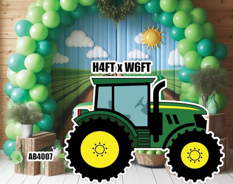 AB4007(SB) 4x6 Green Tractor Farm Theme Backdrop Party Decorations ...