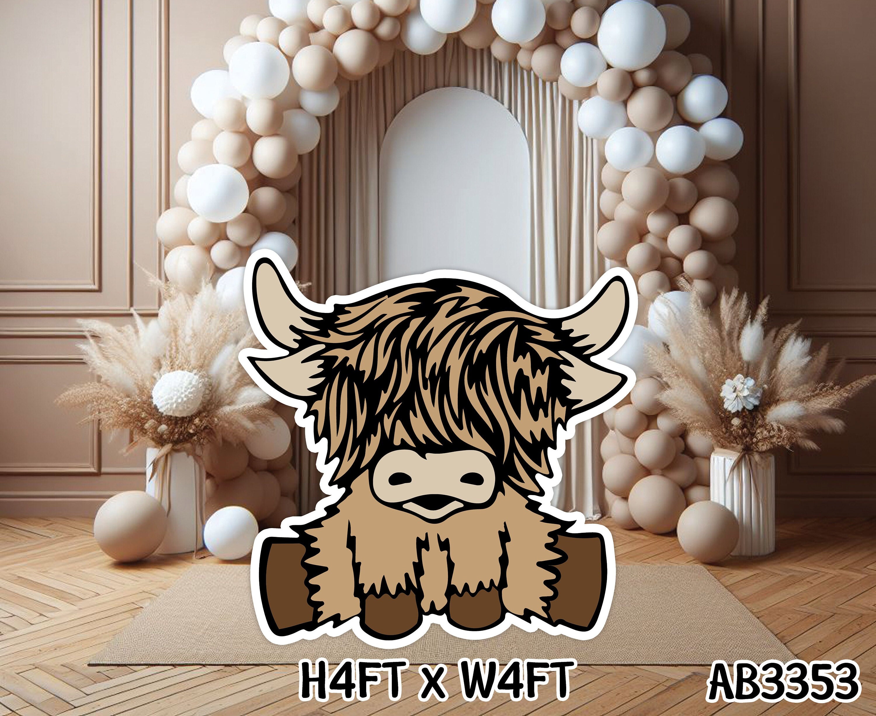 Cute Giant Highland 4x4 Cow Backdrop Party Decorations Props Coroplast ...