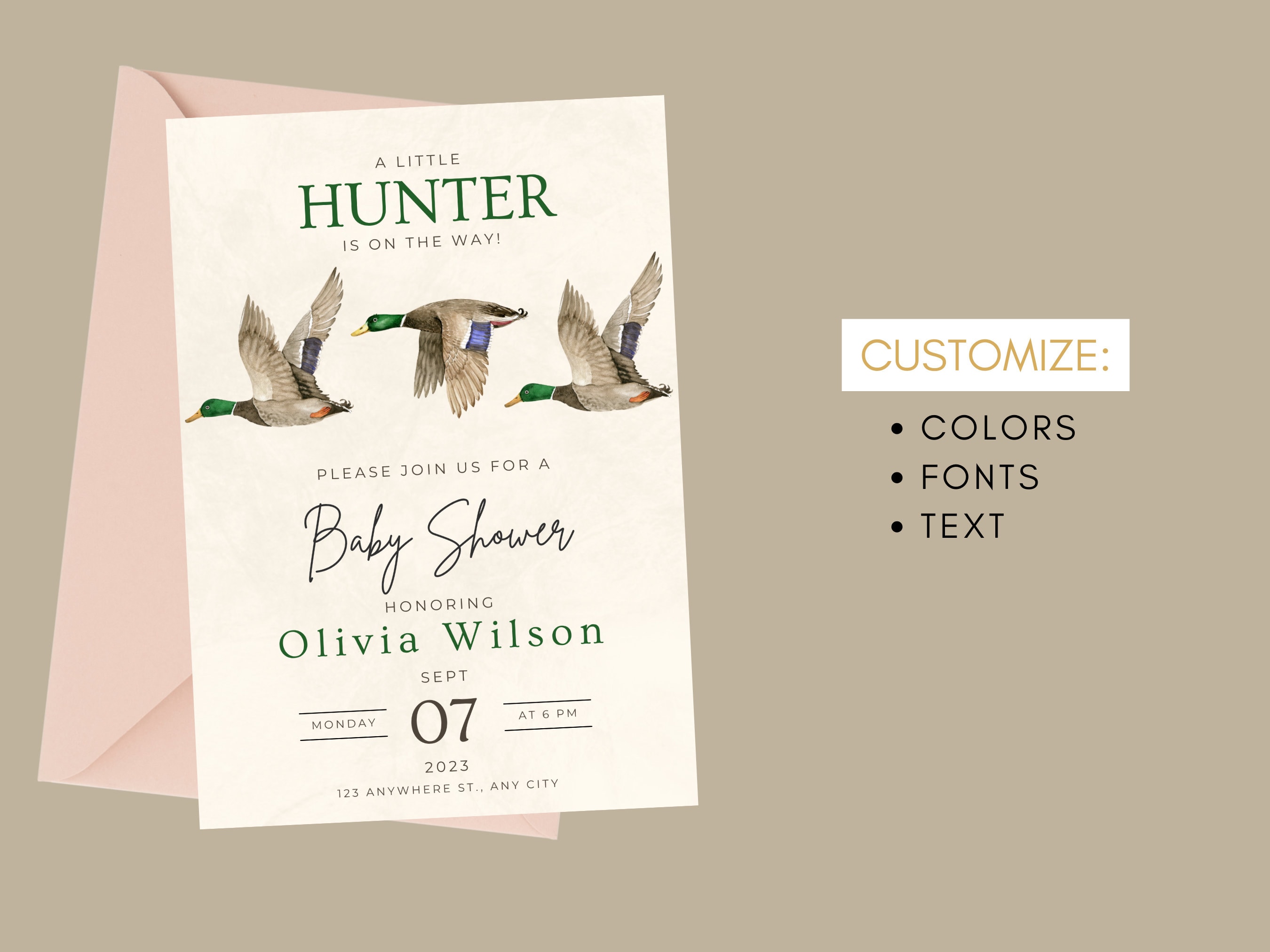A Little Hunter is on the Way Baby Shower Invite, Hunting Baby Shower ...