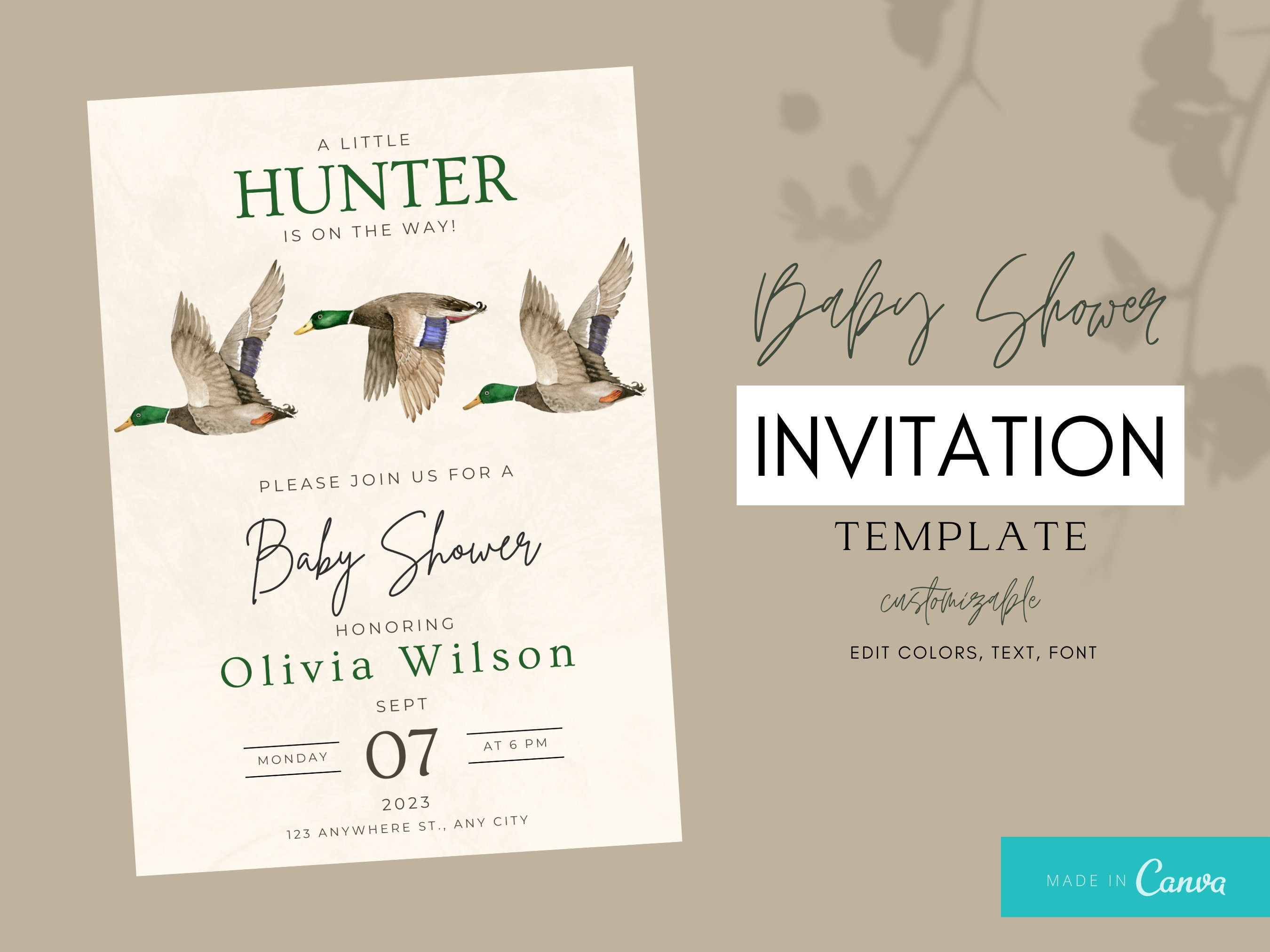 A Little Hunter is on the Way Baby Shower Invite, Hunting Baby Shower ...