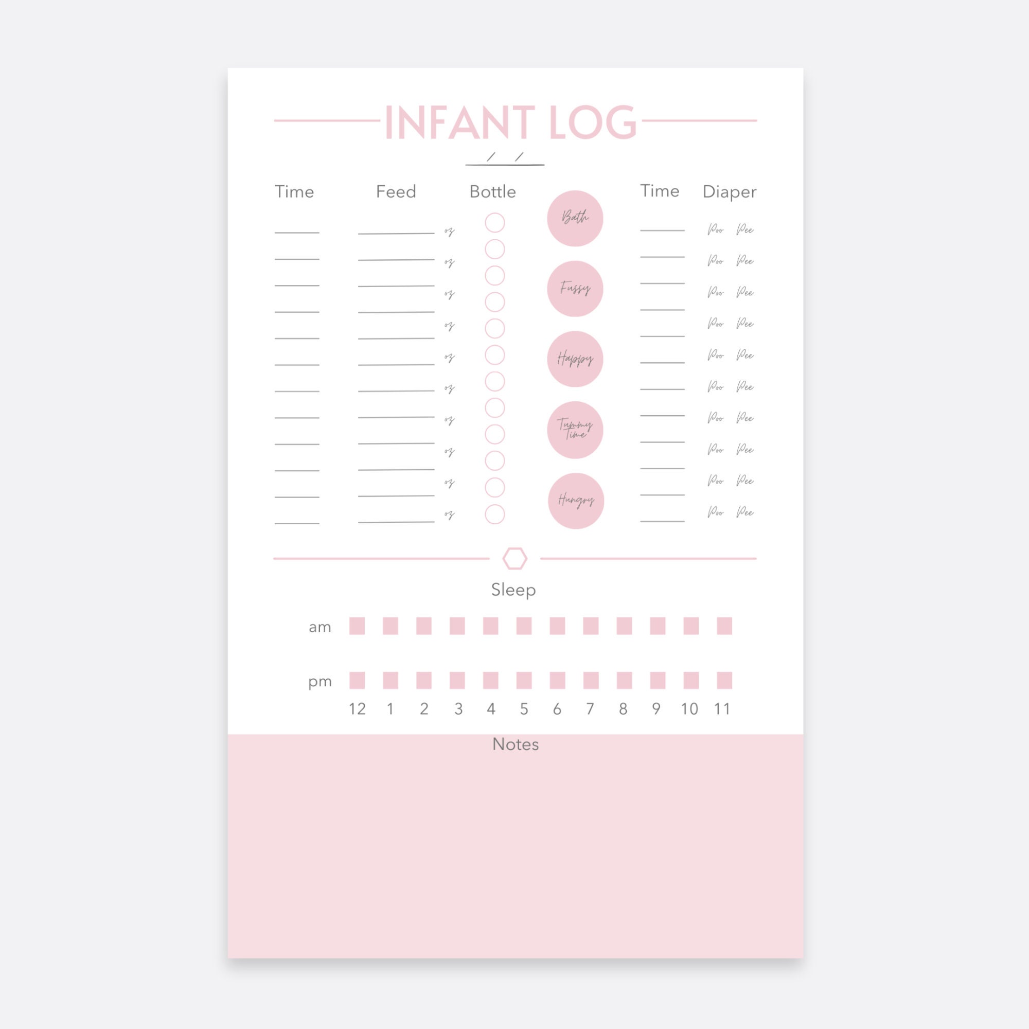 5.5x8.5 Infant Care Log Newborn Care Log Pumping Tracker Baby Shower ...