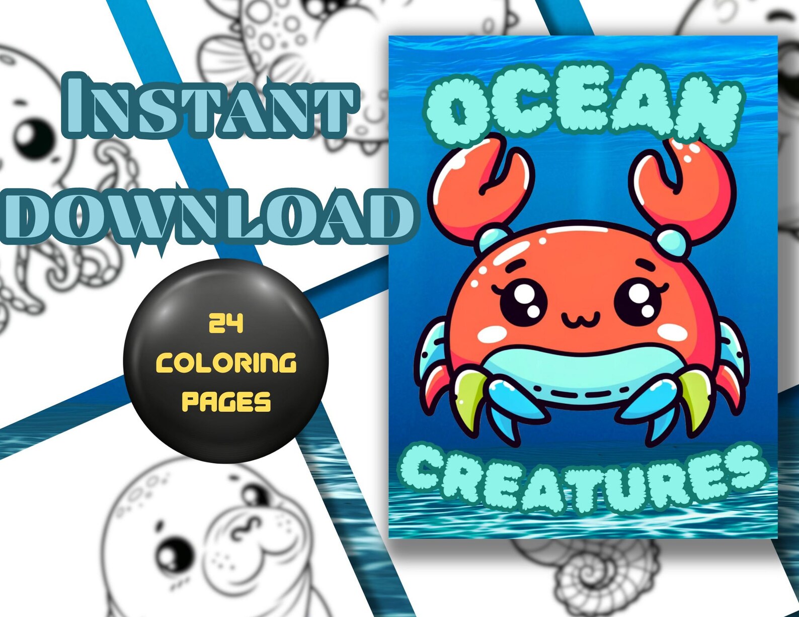 Sea Animals Coloring Pages, Sea Creatures Coloring, Ocean Creatures ...