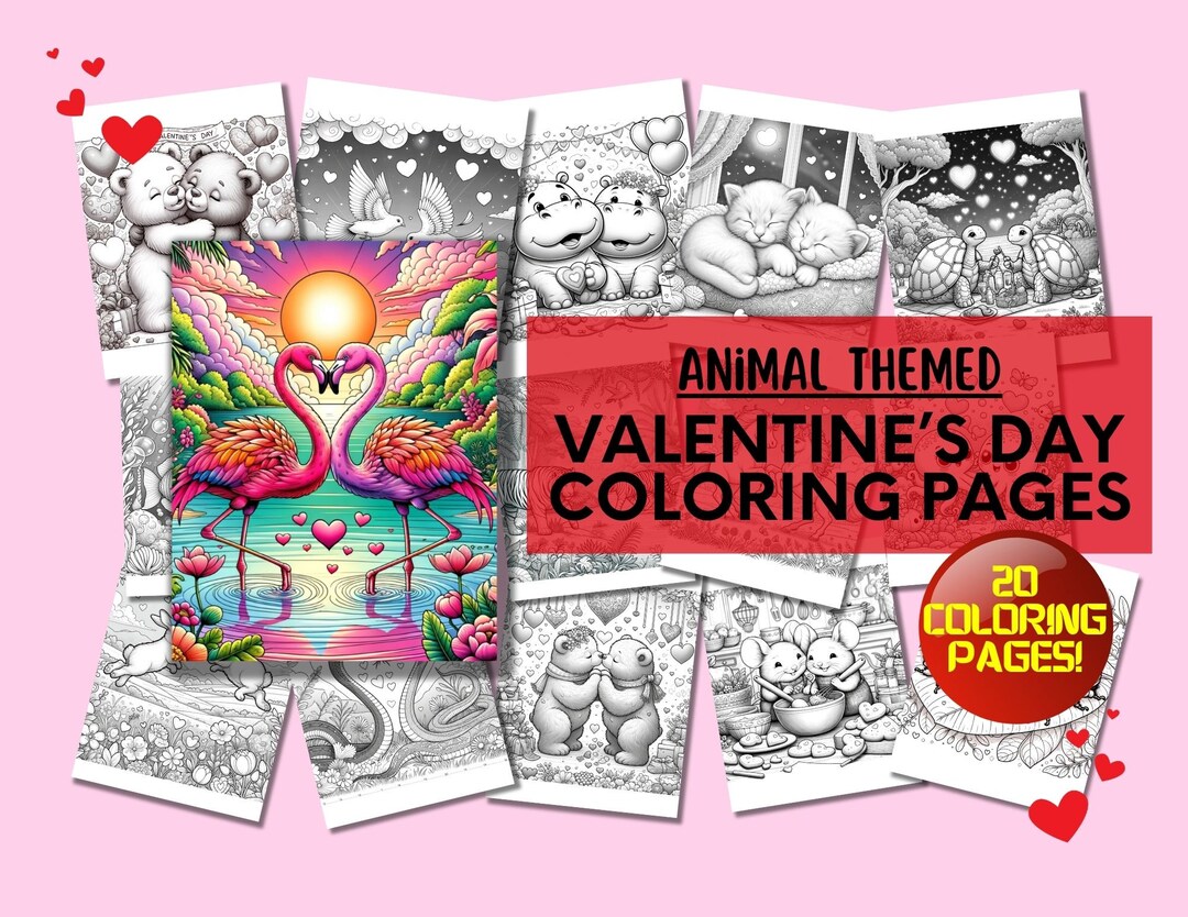 Valentine's Day Coloring Pages Book - Animal Kingdom of Love, Coloring ...