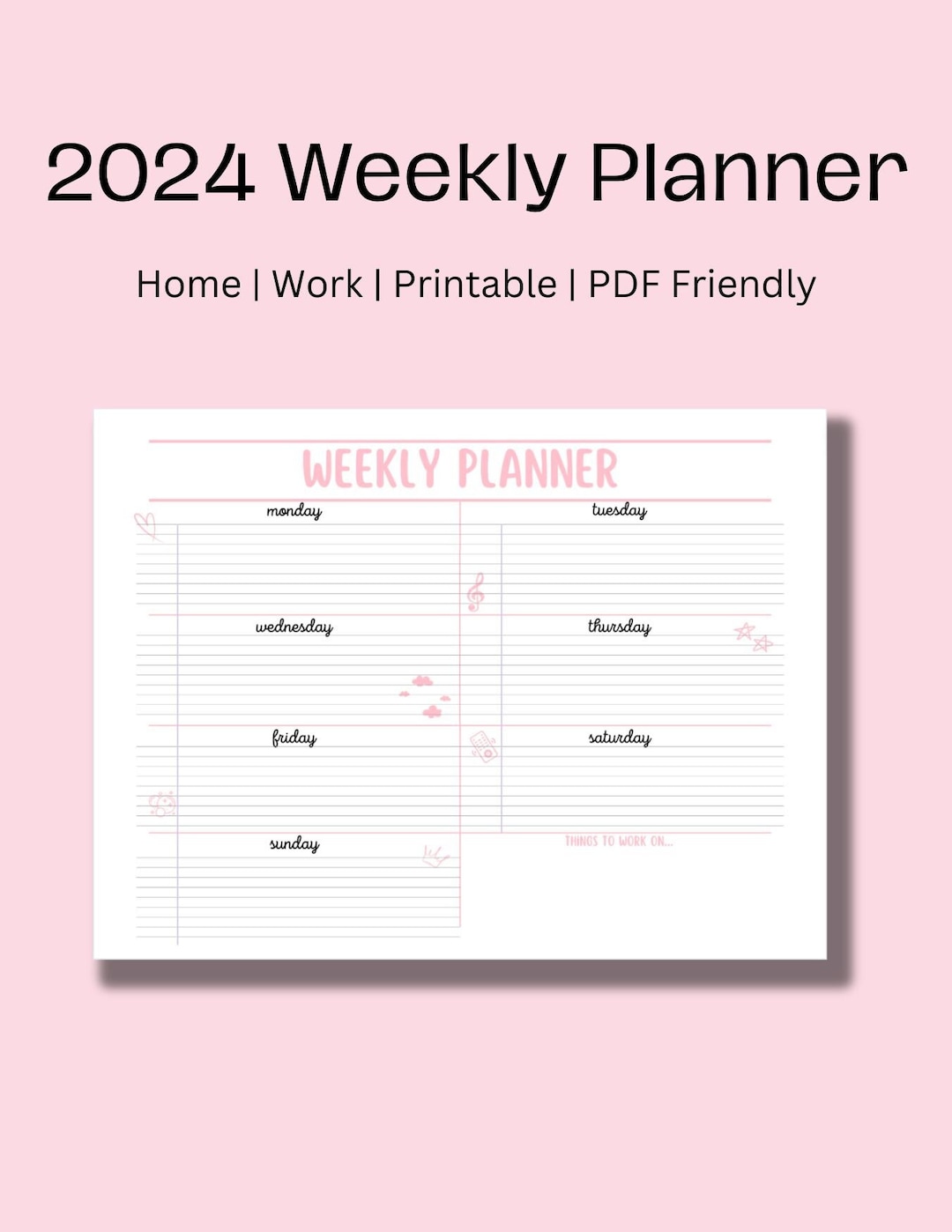 2024 WEEKLY PLANNER - Printable and PDF Friendly - Etsy