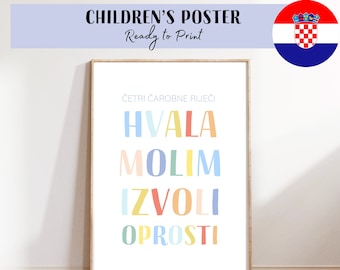 Childrens Alphabet ABECEDA Croatian Poster Bedroom Decor | Nursery ...