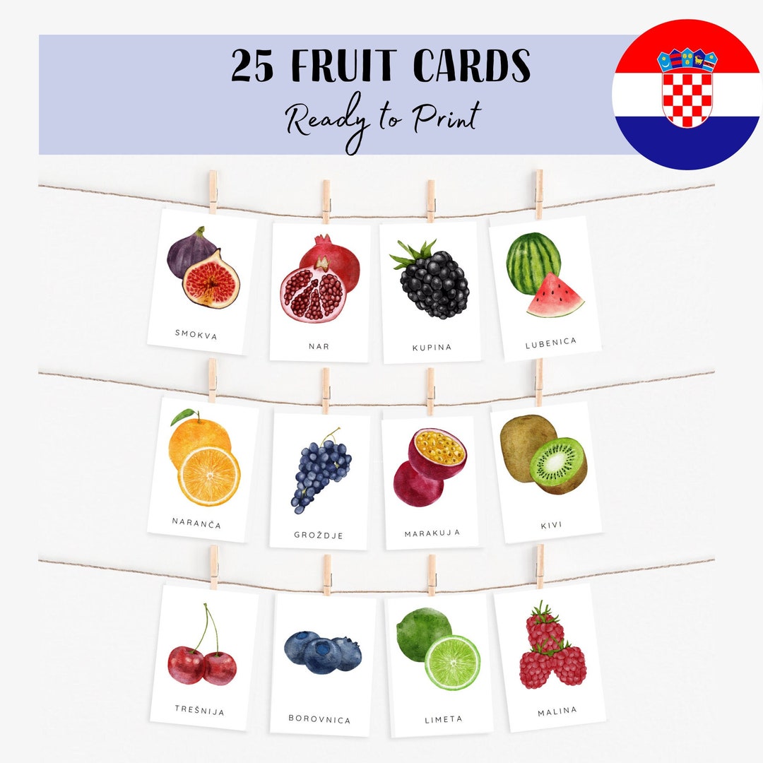 25 Fruits Croatian Flashcards Language | Montessori | Preschool ...