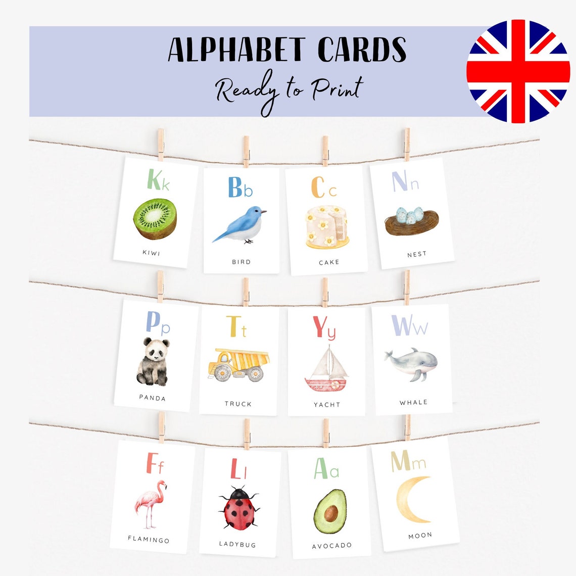 Alphabet English Flashcards Language | Montessori | Preschool ...