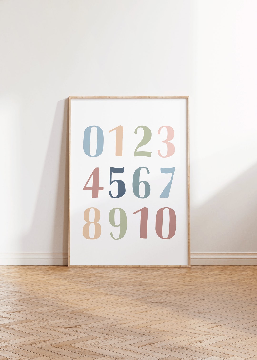 Children Neutral Numbers Poster Bedroom Decor | Homeschool | Nursery ...