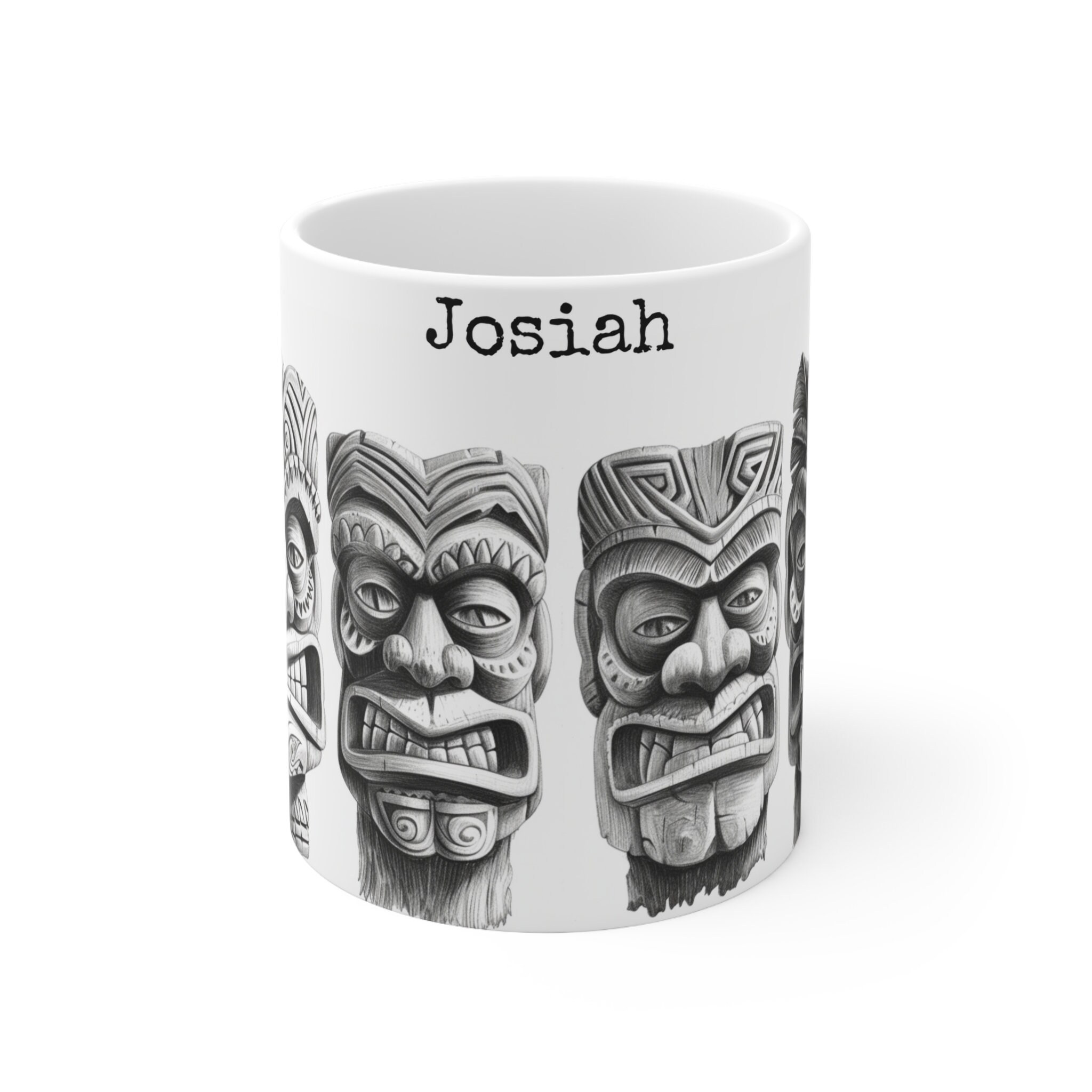 Personalized Tropical Tiki Ceramic Coffee Mug - Unique Polynesian ...