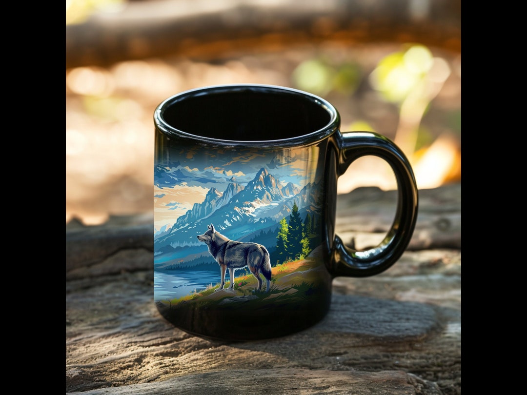 Majestic Wolf Mug, Wolf Mug, Camp Mug, Outdoor Mug - Etsy