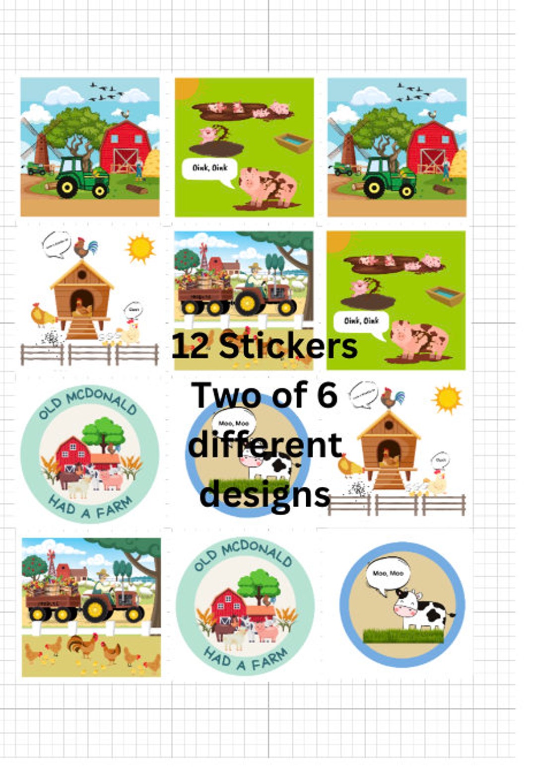 Farm Animal Stickers, Farm Stickers, Classroom Stickers, Cow, Chickens ...