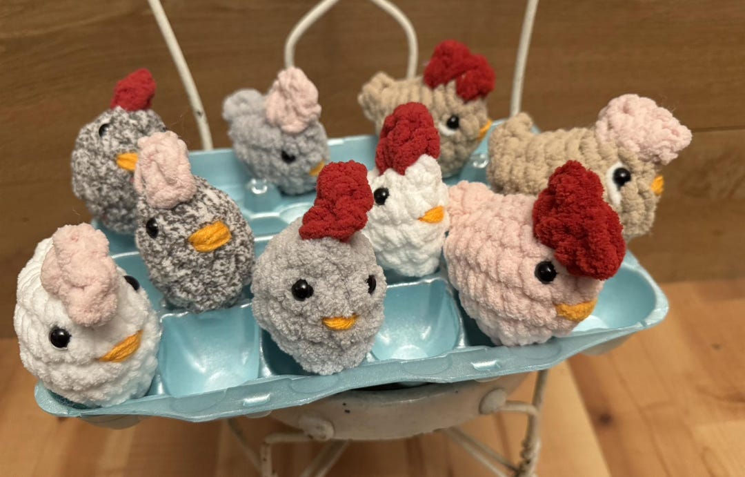 Handmade Crochet Mini Chicken,farmhouse/country Decor,crochet Plush ...