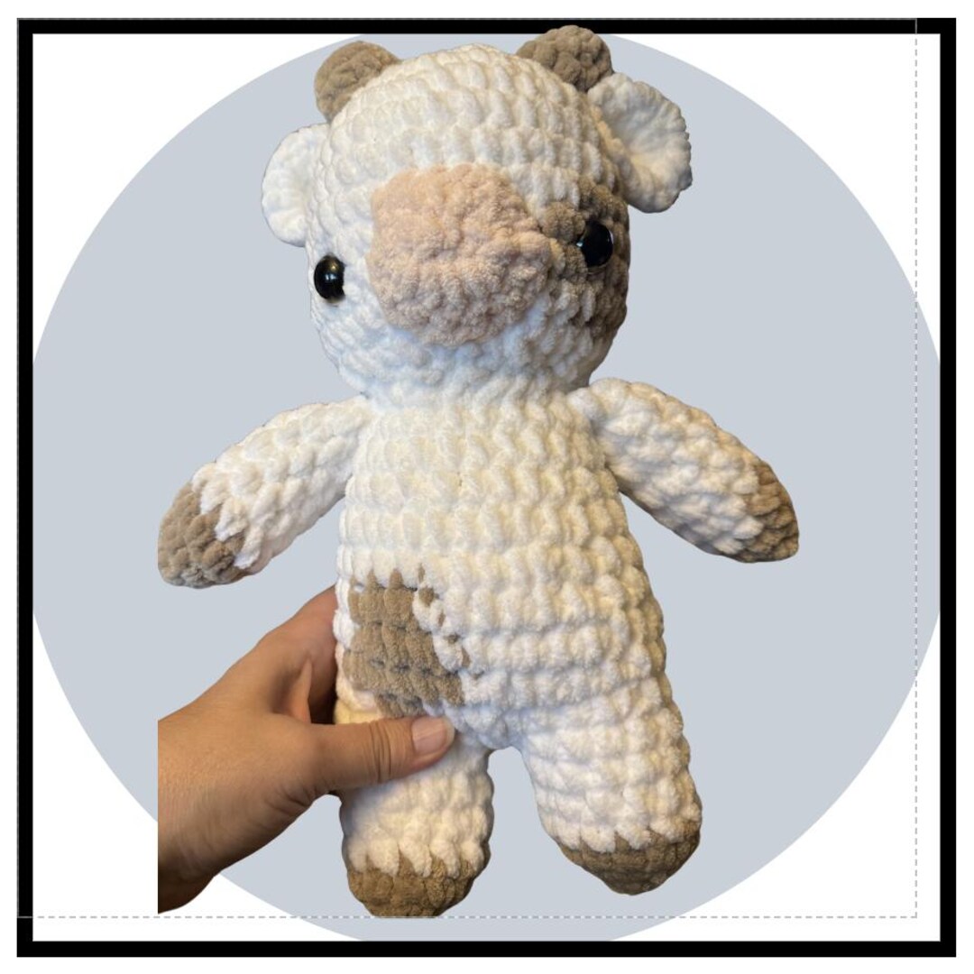 Cow Stuffed Animal Snuggler, Handmade Crocheted Farm Animal Stuffie ...