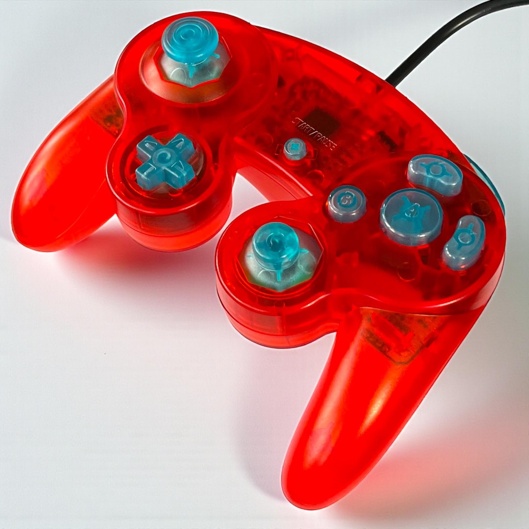 Custom Clear Red Gamecube Controller Teal Buttons Phob Triggers Spring ...