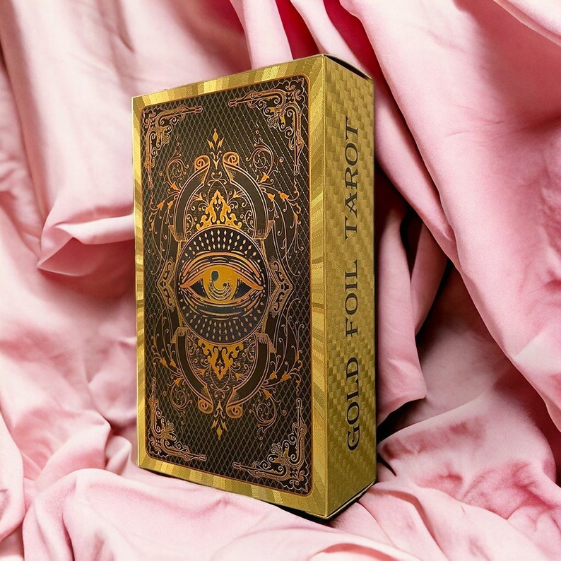 Gold Tarot Deck, Deck of Tarot Cards With Guide Book, Spanish and ...