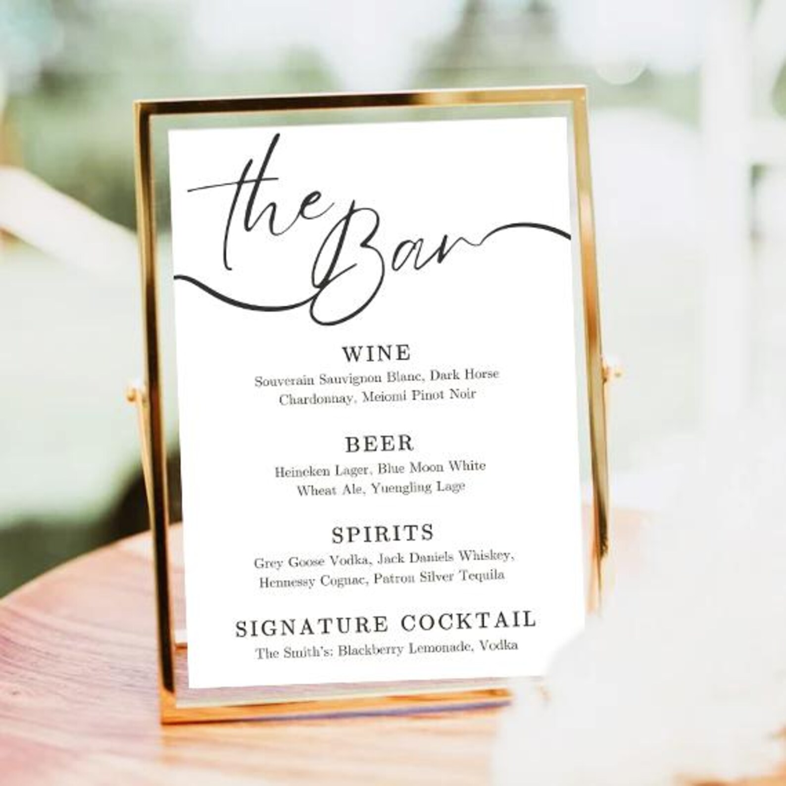 Bar Menu Sign Template, Wedding Bar Sign Printable, Bar Menu Wedding ...